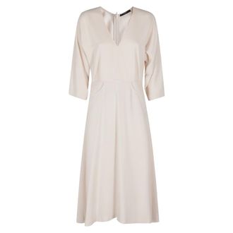 Seventy Femme, Robes, Beige, Taille: 36 FR Robe Midi en Crêpe Cady Col V