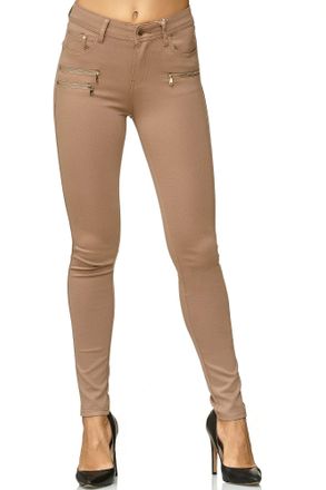 Elara Damen Stretch Hose Skinny Fit Jegging Chunkyrayan H86-2 Dk.Beige 44 (2XL)