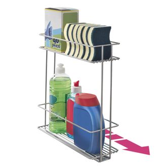 Metaltex In&out XL-Organizer f&uuml;r die Reinigung, Grau metallisch, 11 x 38 x 34 cm
