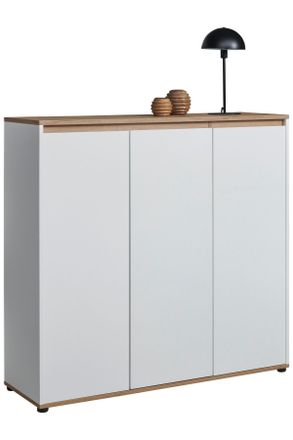 CARRYHOME Schuhschrank, Wei&szlig;, Eiche Artisan, Holzwerkstoff, 8 F&auml;cher, 120x115x38 cm, Beim&ouml;bel erh&auml;ltlich, Garderobe, Schuhaufbewahrung, Schuhschr&auml;nke