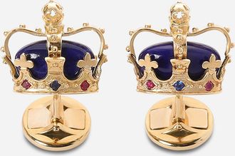 Dolce & Gabbana Crown Yellow Gold Cufflinks With Lapis Lazzuli - Mann Manschettenknöpfe Gold Onesize