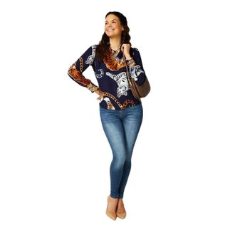 Biba Bluse f&uuml;r Damen, Lang&auml;rmlig (Bunt)