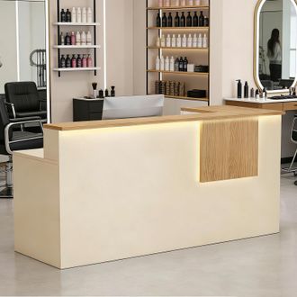 Generic Empfangstheke mit LED-Beleuchtung Empfangstheke mit abschlie&szlig;baren Schubladen Stauraum und Tastaturablage Ideale Kassentheke f&uuml;r B&uuml;ro Zuhause oder Kli