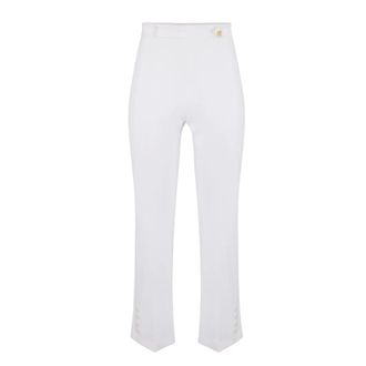 Elisabetta Franchi Femme, Pantalons, Beige, Taille: 40 FR Pantalon Slim Fendu