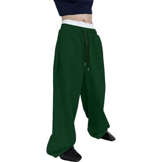 Generic Pantalon de jogging d&eacute;contract&eacute; ample de couleur unie pour homme, pantalon de surv&ecirc;tement tendance pour homme, pantalon cargo &agrave; taille &eacute;lastique, pant