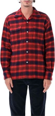 Fortela Baker Bowling Shirt Check - Homme - Chemises - Rouge - Taille: L