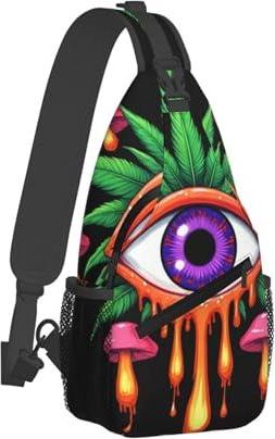 Generic Casual Sacoche Homme Bandouliere Champignon &agrave; loeil psych&eacute;d&eacute;lique Sac Bandouli&egrave;re Multifonction Sac Poitrine pour Camping Voyage Cyclisme