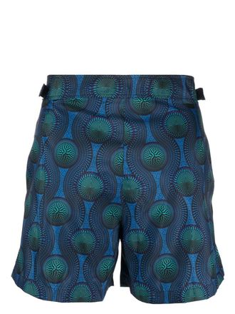 Ozwald Boateng Mosaic-Print Swim Shorts - Blue