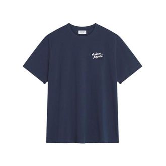 Maison Kitsun&eacute; Handwriting Comfort T-Shirt - - Tops - Herren - Blau - S