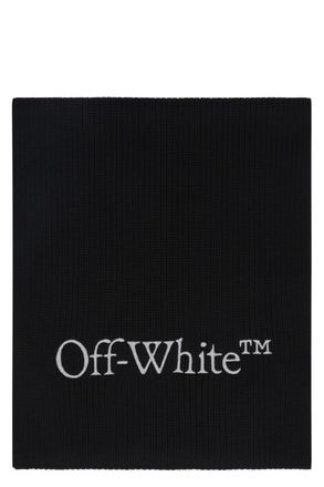 Off-white Mens Virgin Wool Scarf Black Scarfs