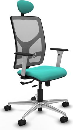 Piqueras y Crespo B&uuml;rostuhl mit hoher R&uuml;ckenlehne, mit wei&szlig;en und schwarzen Armlehnen, h&ouml;henverstellbare Lendenwirbelst&uuml;tze und festes Kopfteil, ausgestattet mit Syncro