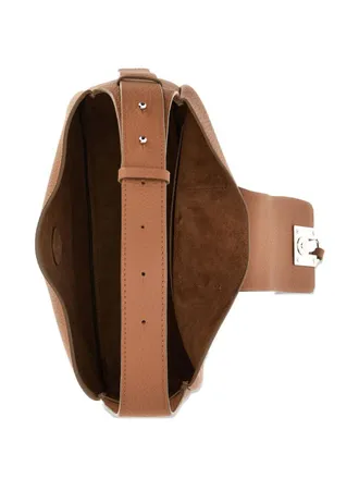 Hogan Pebble Grain Leather Shoulder Bag - Brown