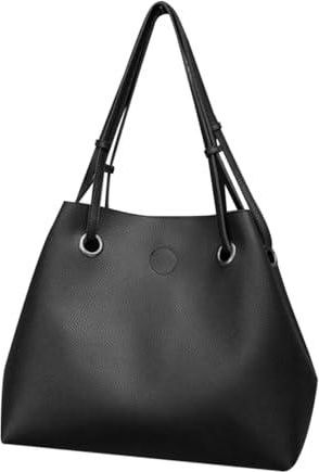 Valiclud 2 pièces Sac à Main Femme PU Ensemble Capacité Sac Bandoulière Noir pour Quotidien et Voyage