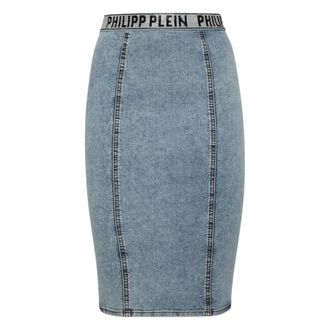 Philipp Plein Denim Super Stretch Rock mit Kristallen - - Skirts - Damen - Blau - W26
