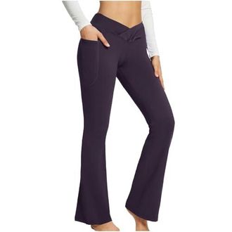 Generic Legging &eacute;vas&eacute; d&eacute;contract&eacute; pour femme - Pantalon de yoga extensible - Taille haute - Pantalon dentra&icirc;nement - Pantalon de sport - Legging gainant, viol