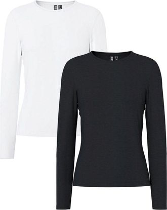 Pieces Langarmshirt (2er-Pack) Basic Langarm-Shirts im Doppelpack