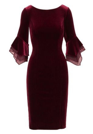 Adrianna Papell Midikleid Velvet Bell Sleeve Short Dress Tailliert, figurbetont, elegant
