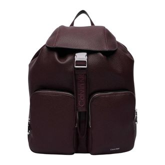 Calvin Klein Sac &agrave; dos &agrave; rabat avec sangle en toile - Femme - Sacs - Brun - Taille: ONE Size