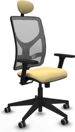 Piqueras y Crespo Kundenbetreuungszentrum, mit 3D-Armlehnen, h&ouml;henverstellbarer Lendenwirbelst&uuml;tze und festem Kopfteil, ausgestattet mit 3 Positionen, Grau/Cremefarben