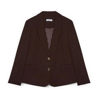Fiorella Rubino Blazer court en tissu stretch - Femme - Vestes - Brun - Taille: 56 FR