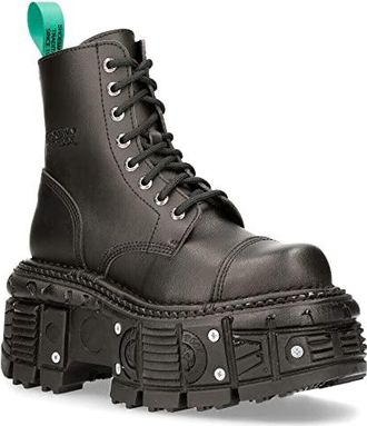 New Rock BOTTES TANKMILI083C-V2 Végétalien Combat Noir Platform Motard Goth Punk Chaussures 12