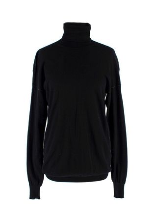 Celine Black Roll Neck Cashmere Fine Knit Jumper Size XS