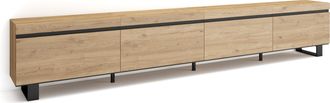 Skraut Home | TV-Schrank, Lowboard | f&uuml;r Wohnzimmer und Esszimmer | 320x57x35 cm | F&uuml;r gro&szlig;formatiges TV | Industriedesign | Moderner Stil | Eiche