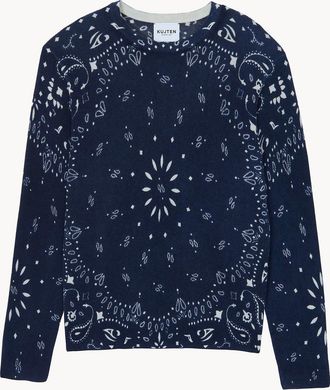 Kujten Pull cachemire col rond imprimé bandana - Pull Pitt Bandana
