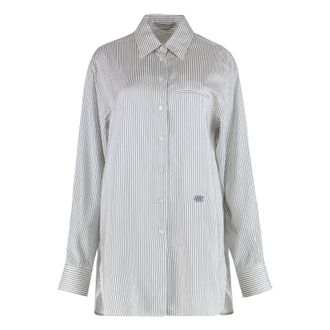 Stella McCartney Femme, Blouses et Chemises, Blanc, Taille: 36 FR Chemise en soie ray&eacute;e