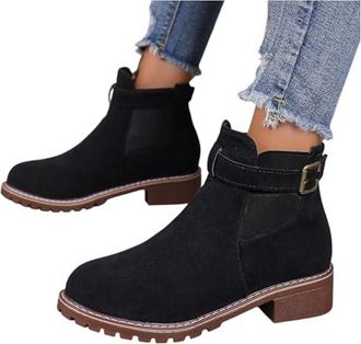 Generic Bottines de marche imperm&eacute;ables pour femme - Bottines Chelsea tendance - Fermeture &eacute;clair lat&eacute;rale - Talon bas - Bout pointu - Style d&eacute;contract&eacute;, a02,