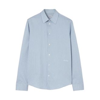 Burberry Chemise en coton ray&eacute; - Homme - Chemises - Bleu - Taille: XL