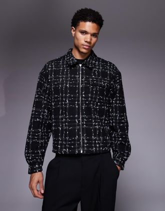 Liquor & Poker Chemise zipp&eacute;e coupe carr&eacute;e - Noir &agrave; carreaux