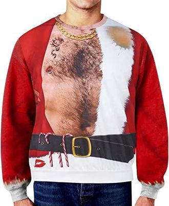 Generic Pull Moche De Noel Homme sans Capuche- Sweat No&euml;l Col Rond Manches Longues Dr&ocirc;Le Motif Xmas Pullover Grande Taille Automne Et Hiver Christmas Casual C
