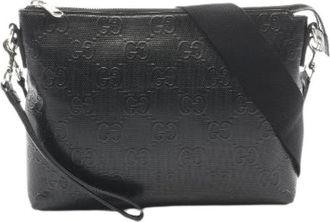 Gucci Sac bandouli&egrave;re en cuir GG emboss&eacute; Pre-owned - Homme - Pre-owned - Noir - Taille: ONE Size