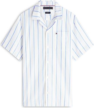 Tommy Hilfiger Baumwoll-Kurzarmhemd mit Streifen und Netzstruktur, Regular Fit in