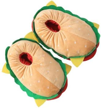 BESTONZON Pantoufles Hamburger DInt&eacute;rieur Chaudes et Moelleuses pour Hiver Taille Unique en Peluche Douce Antid&eacute;rapante Confortables pour Maison et Chambre Pant