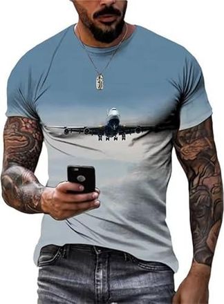 Keephen T-Shirt &agrave; col Rond pour Hommes/Femmes avec Graphique davion Impression 3D da&eacute;ronef Manches Courtes Pull d&eacute;contract&eacute;