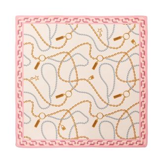 Le Parmentier Bandana Cha&icirc;ne & Perles - Soie Rose - Femme - Accessoires - Rose - Taille: ONE Size