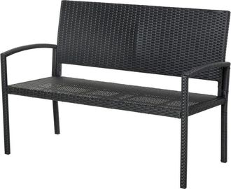 OUTSUNNY Banc de jardin 2 places style cosy chic résine tressée 4 fils imitation rotin noir