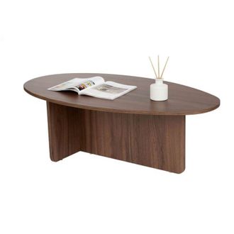 Dmora Couchtisch Parona, oval, Holzdekor, Tischplatte braun, 120x65x40h cm, Walnuss