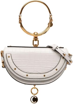 Chlo&eacute; Hobo Bags - Mini Croc Embossed Calfskin Nile Bracelet Satchel - Gr. unisize - in Wei&szlig; - f&uuml;r Damen
