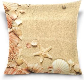 Linomo Kissenbezug 40x40 cm, Sommer Strand Muschel Seestern Dekorative Kissenbezug Kissenhülle für Couch Sofa Bett Hause