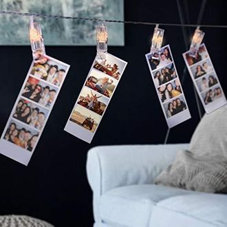 Decoking LED Fotoclips 20er warmes Weiß Timer statisch batteriebetriebene LED Clips Clear