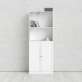 Dmora B&uuml;cherregal Anastasie, B&uuml;roregal, Mobiler Buchhalter, B&uuml;cherbrett, 79x28 h203 cm, Wei&szlig;