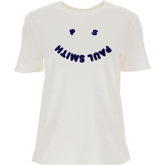 Paul Smith Happy T-Shirt mit Rundhalsausschnitt - - Tops - Damen - Wei&szlig; - L