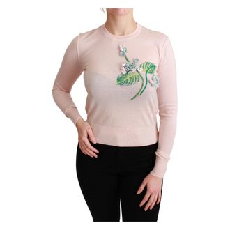 Dolce & Gabbana Luxuri&ouml;ser Floral Cashmere Pullover - - Knitwear - Damen - Rosa - 2XS