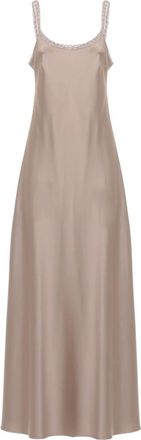 D.exterior Femme, Robes, Beige, Taille: 38 FR Robe Midi avec Garniture de Cha&icirc;ne