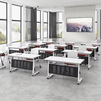 Generic Klappbarer Konferenztisch, mobiler Konferenztisch mit Klappplatte, Besprechungstisch f&uuml;r B&uuml;ro, Schulungsraum und Seminarraum mit Rollen, geeignet f&uuml;r 