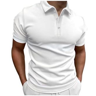 Generic Chemises de golf d&eacute;contract&eacute;es unies &agrave; manches courtes et col rabattable, extensible, classique, respirant, l&eacute;ger, haut de sport, gym, entra&icirc;nement, c
