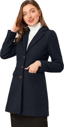 Allegra K Manteau à Fermeture boutonnée à Revers pour Femmes Costume dHalloween Bleu foncé XL